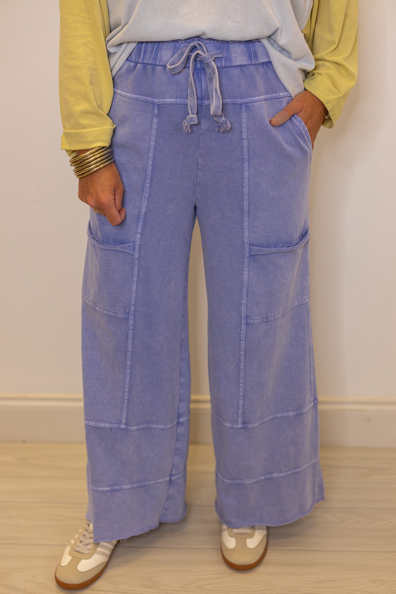 Washed Misty Blue Terry Knit Pants | Fast Shipping From Ga – Purple ...